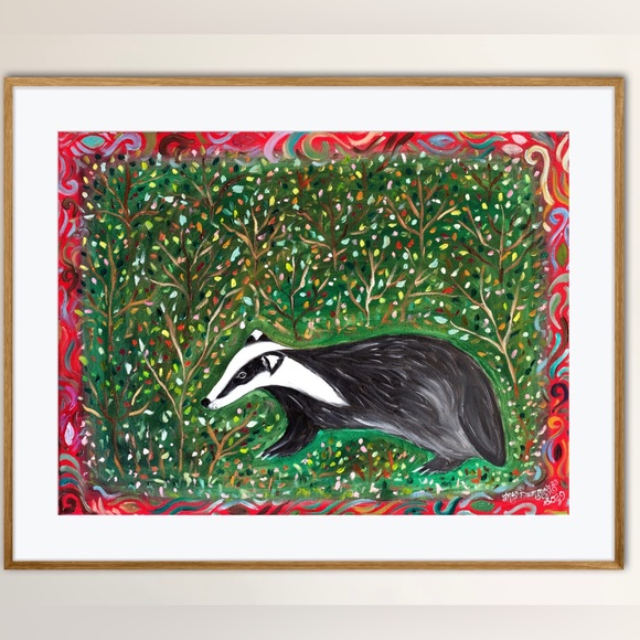 Oil Painting by Aren Dummer | Art | Whimsical Woodland Badger Art Print ...